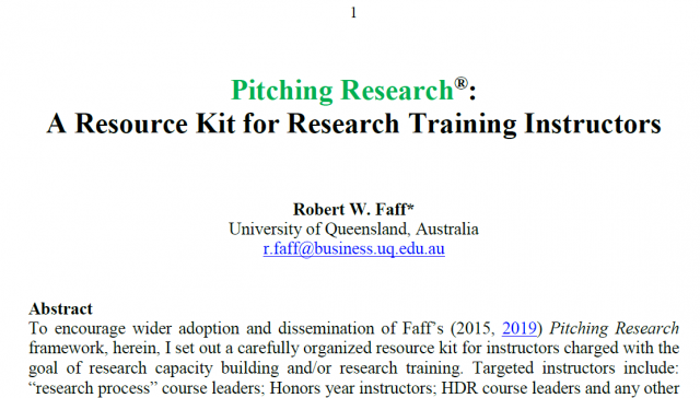 Pitching Research®: A Resource Kit for Research Training Instructors - ARC